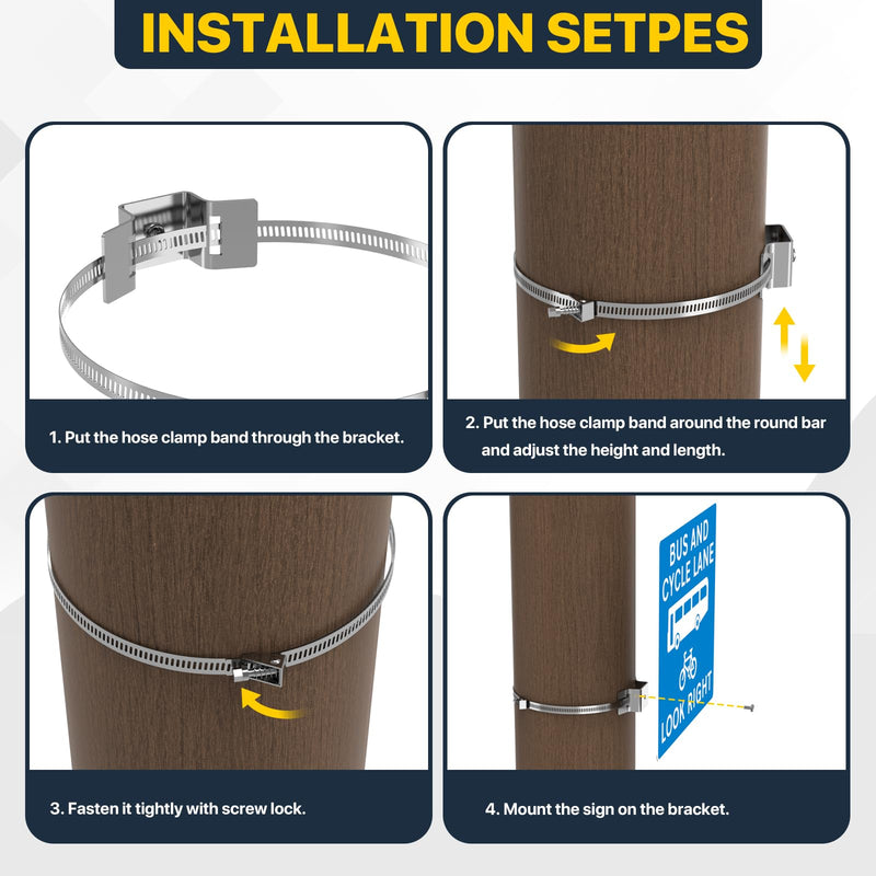 Sign Mounting Brackets for Larger Poles, Adjustable Street Sign ...