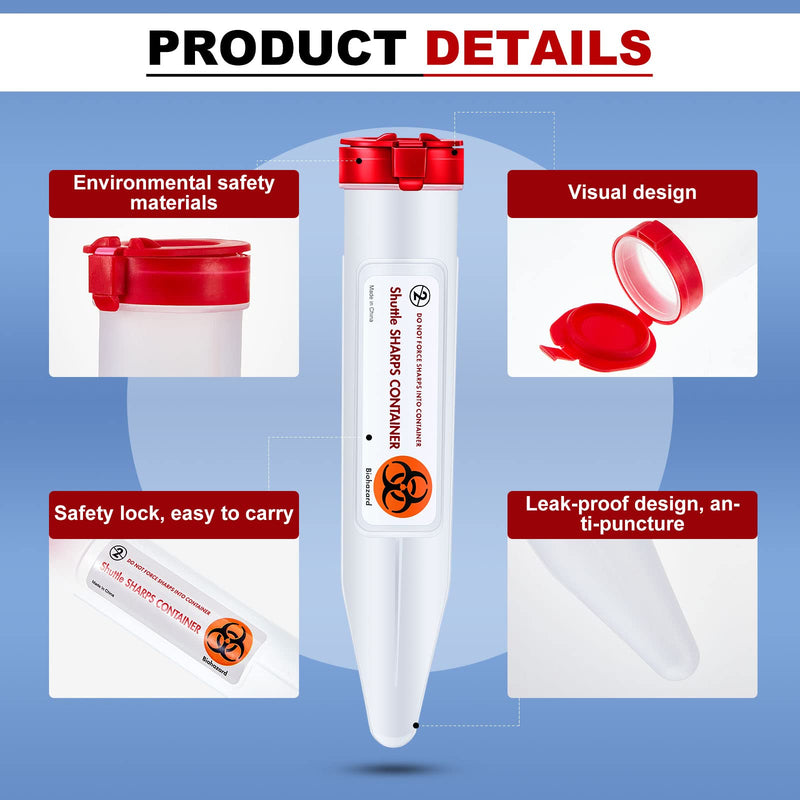 Fabbay 12 Pcs Travel Sharps Container Disposal Transportable Sharps ...