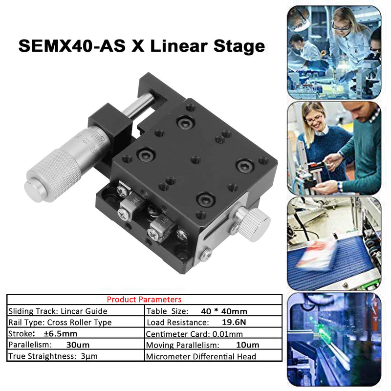 Linear Stages, SEMX40-AS X Micrometer Linear Stages, 40×40mm Manual ...