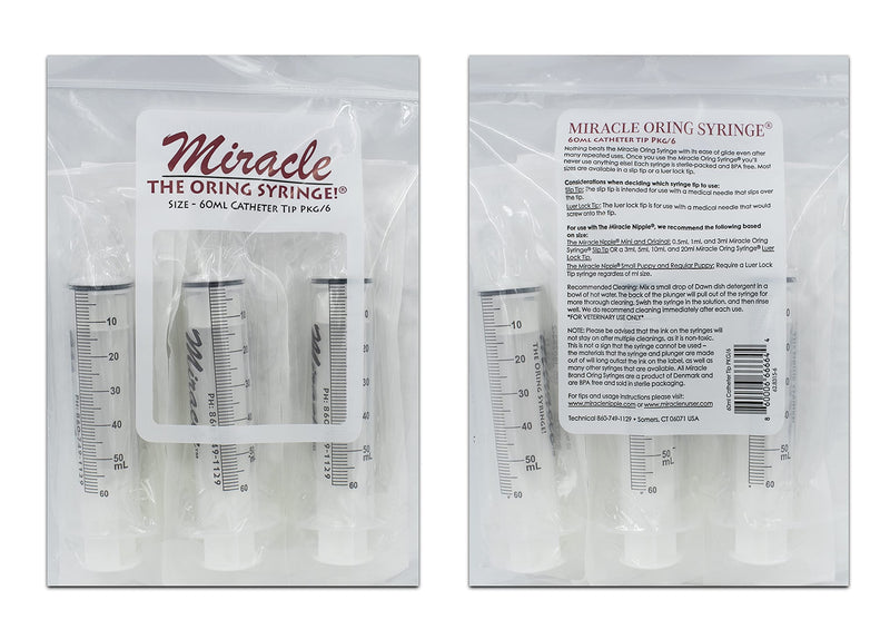 Miracle Oring Syringe- 60 ml Catheter Tip Syringe- Package Contains 6 ...