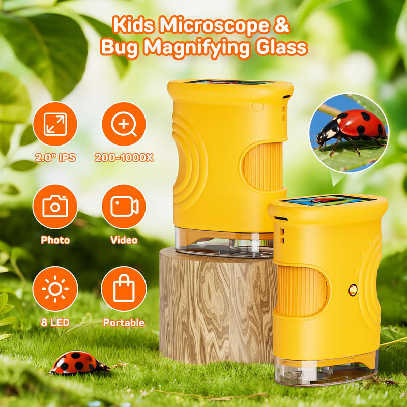 Ashfly Handy Digital Microscope for Children, 1080P HD 2.0 Inch Screen ...