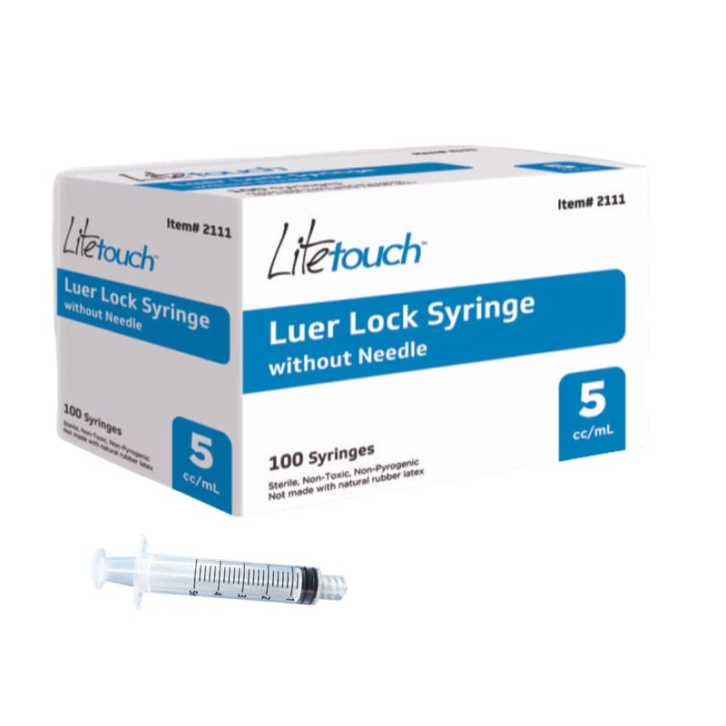 5mL Luer Lock Syringe, Sterile, Individually Sealed - 100 Syringes per ...