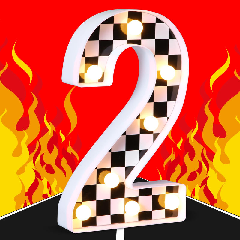 Maxcheck Racing Car Light up Numbers Black and White Checkerboard Print ...