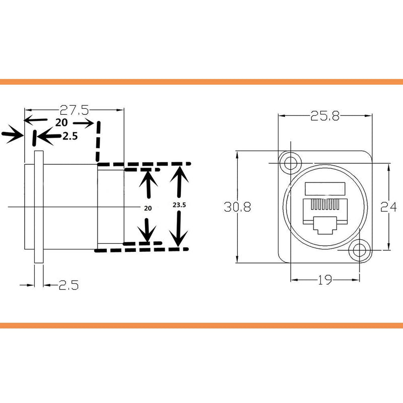 Acxico 2Pcs D-type Module RJ45 Socket Cat6 Panel Mount Network Ethernet ...