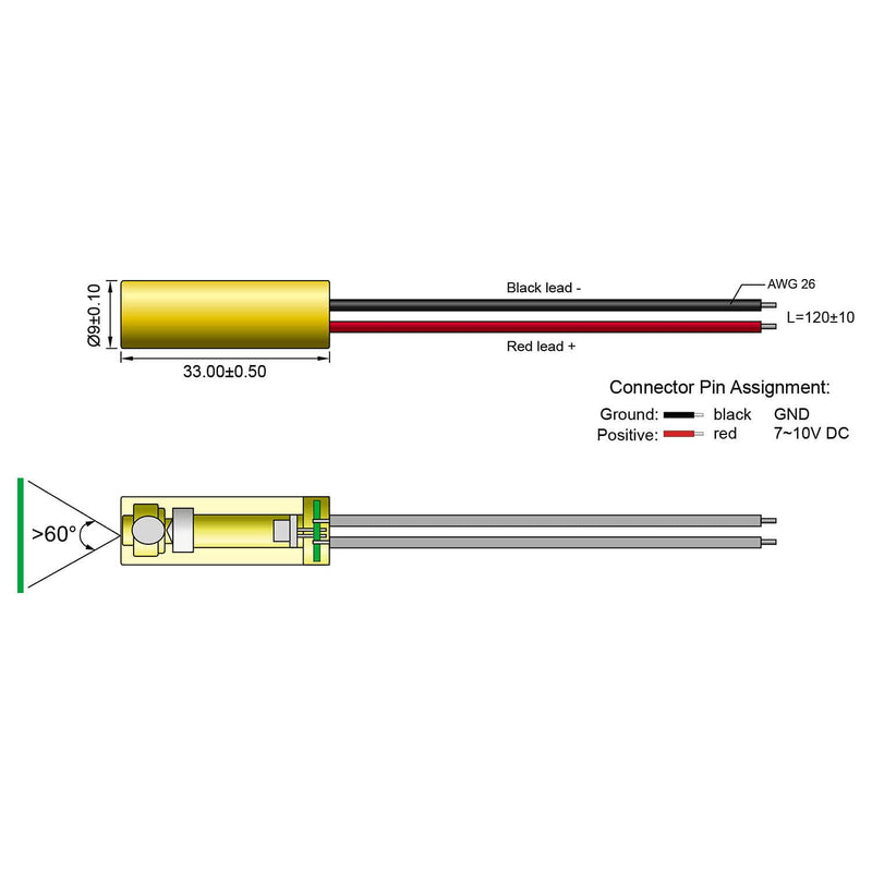 Quarton Laser Module VLM-520-28 LPT Green Laser Line Generator ...