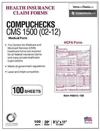 New CMS 1500 Claim Forms - HCFA (Version 02/12) (100 Sheets) 100 Sheets ...