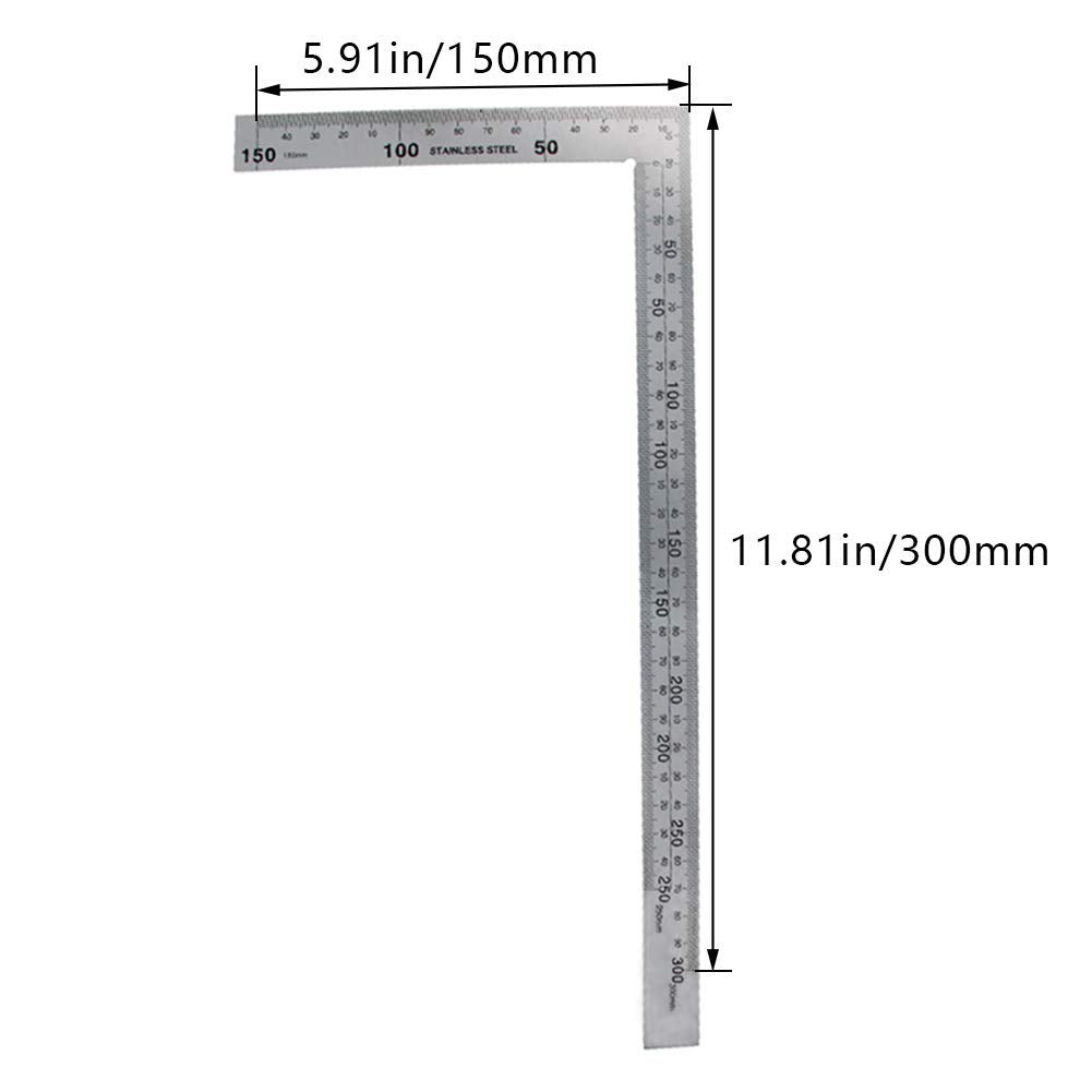 Utoolmart 150×300mm L Shaped Ruler Stainless Steel Straight Edge Ruler ...