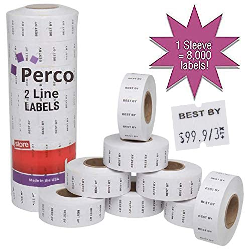 Perco Best by 2 Line Labels - 1 Sleeve, 8,000 Best by Labels for Perco ...
