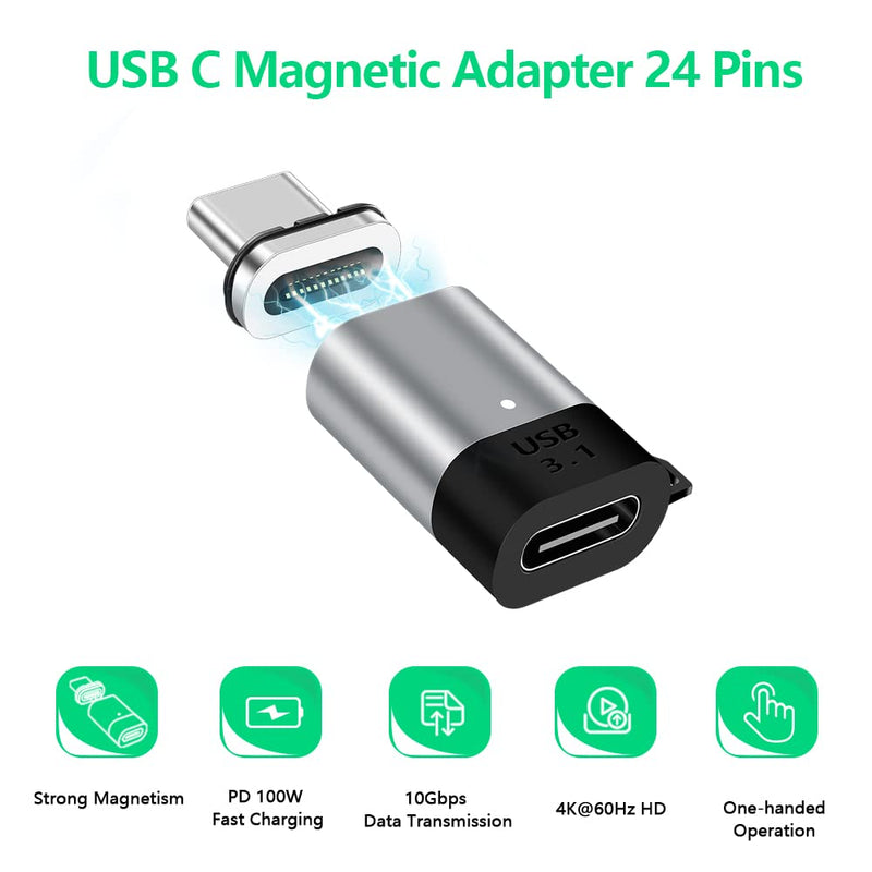 USB C Magnetic Adapter Straight 100W + USB C to USB Adapter Magnetic C ...