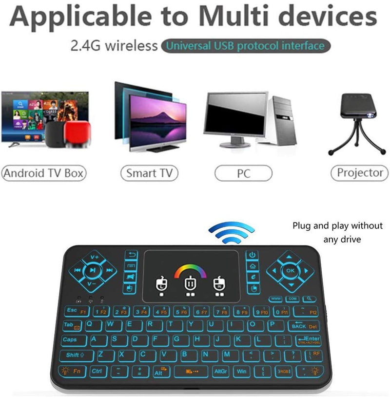 Mini Wireless Keyboard,Q9 Mini Keyboard with Touchpad,Colorful Backlit ...
