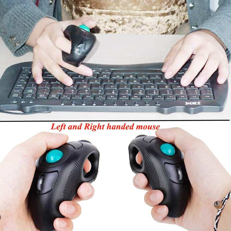 EIGIIS 2.4G Ergonomic Trackball Handheld Finger USB Mouse Wireless ...