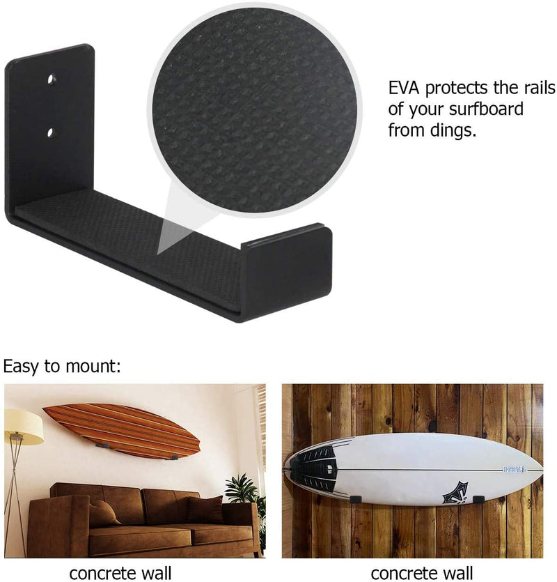Mind and Action Solid Aluminum Surfboard Wall Rack, Snowboard Display ...