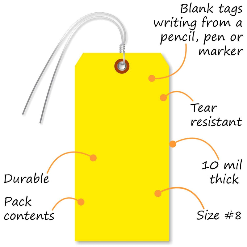 SmartSign Blank Yellow Tag with Wire | 6 1/4" x 3 1/8" Tear Proof ...