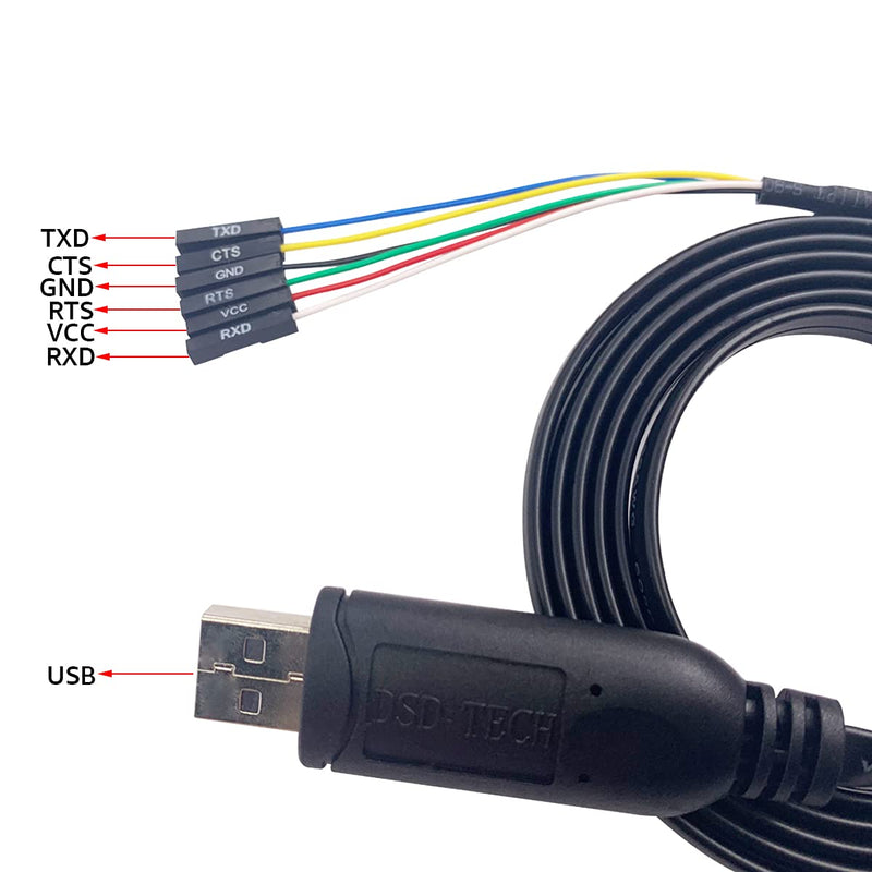 DSD TECH SH-U09G USB to TTL Serial Cable Built-in FTDI FT232RL IC 1.8M ...