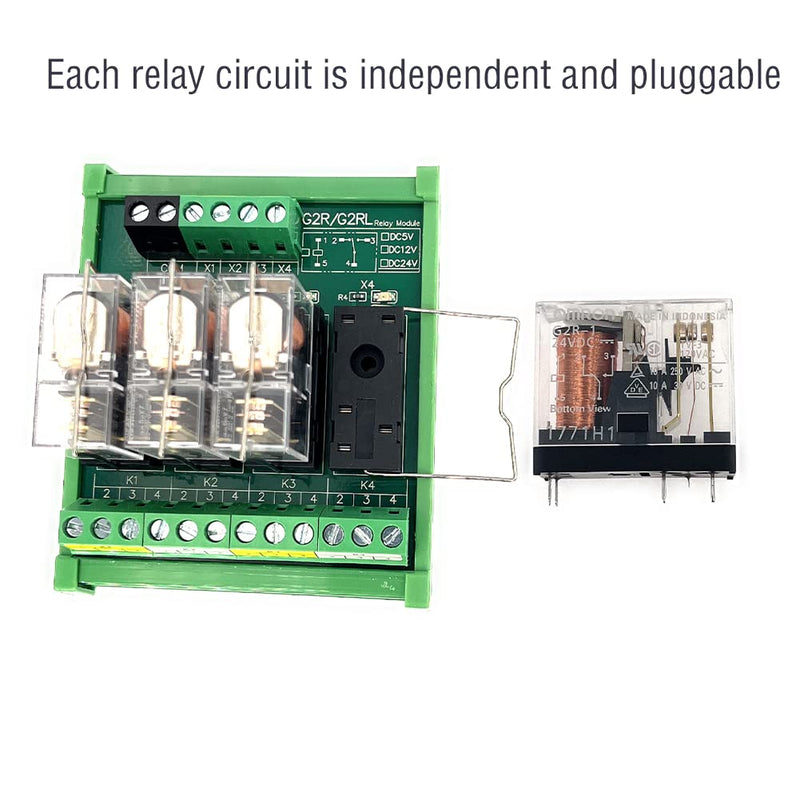 Pluggable Relay DIN Rail Mount Power Relay Module - 24V AC/DC 2 SPDT ...