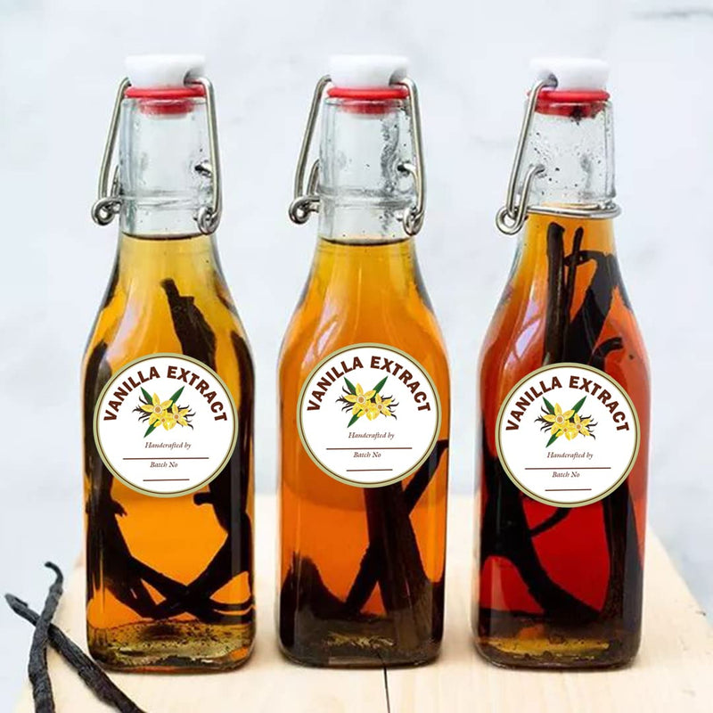 SMARSTICKER 2 inch Vanilla Extract Labels Round Circle Gloss White ...