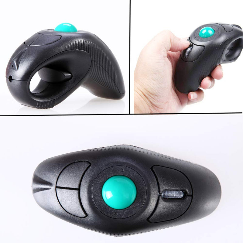 EIGIIS 2.4G Ergonomic Trackball Handheld Finger USB Mouse Wireless ...
