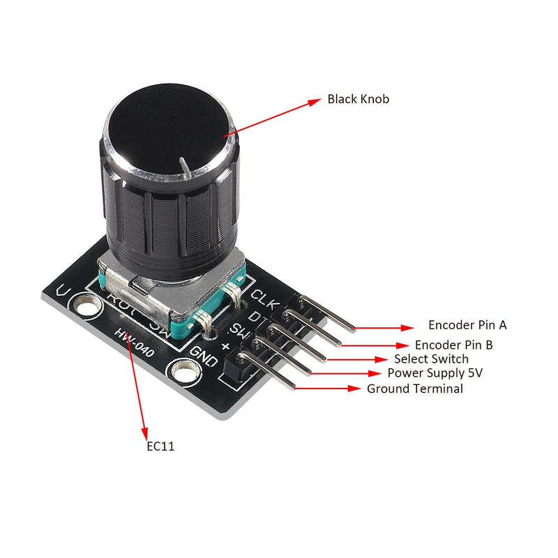 Diann 6pcs KY-040 Rotary Encoder Module 360 Degree Rotary Encoder ...