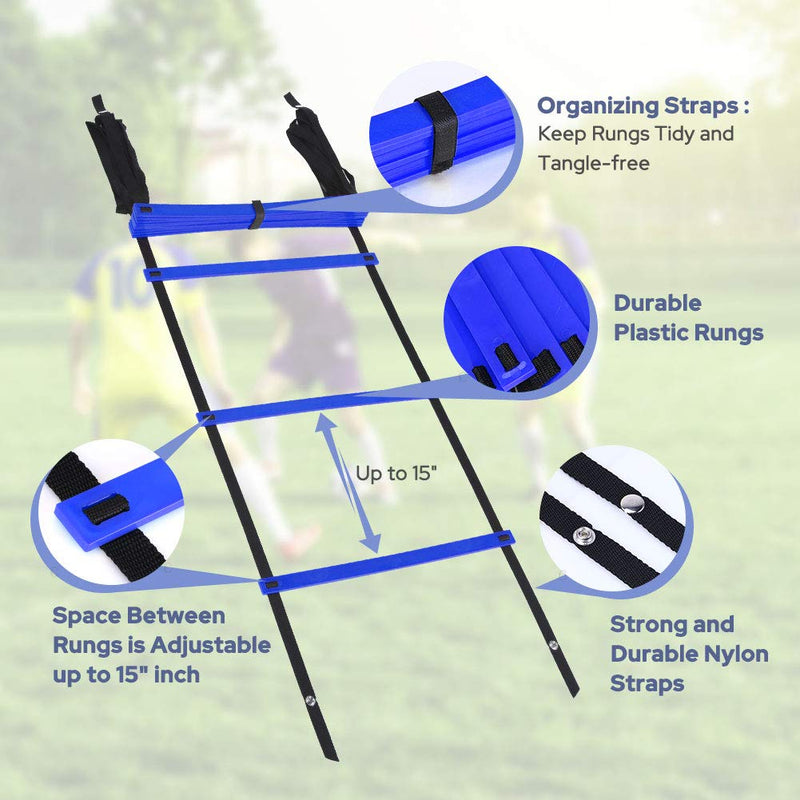 GHB Pro Agility Ladder Agility Training Ladder Speed 12 Rung 20ft with ...