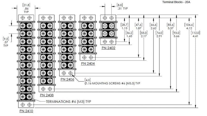 Blue Sea Systems Terminal Blocks 20A - 65A 8 Circuits 20 Amps ...