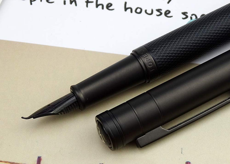 Brushed Black Forest Fude Pen, Bent Nib Calligraphy Fountain Pen (Fine ...