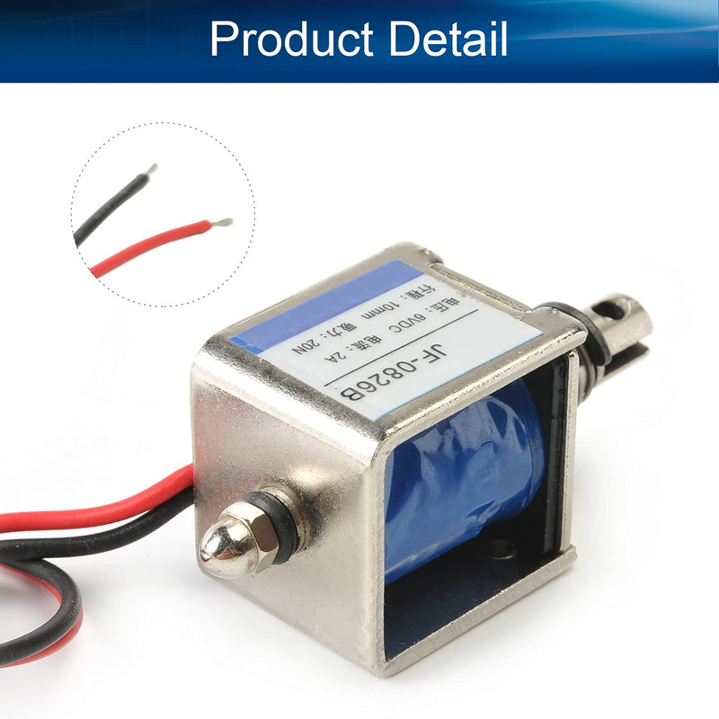 Fielect DC 6V 20N Push Pull Type Solenoid Electromagnet, 2A 12W 10mm ...