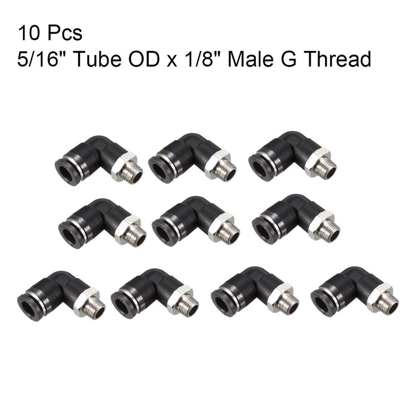 uxcell Push to Connect Tube Fitting Male Elbow 8mm Tube OD x G1/8 Thread Pneumatic Air Push Fit ...