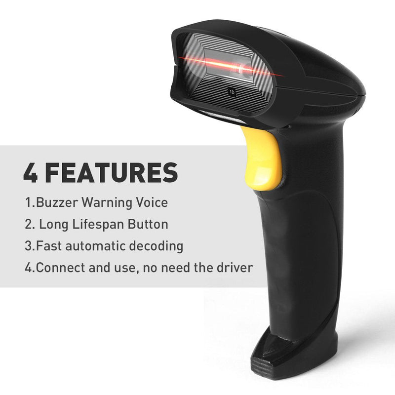 Handheld USB Barcode Scanner Wired 1D Bar Code Reader with USB Cable ...