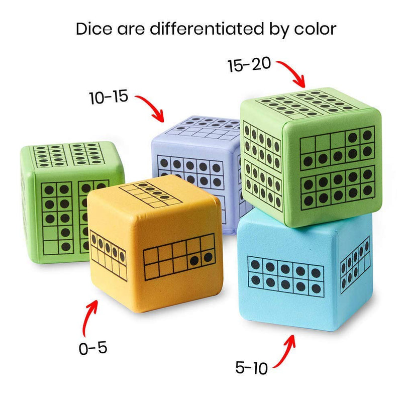 hand2mind Ten Frame Dice, Large Foam Dice for Classroom, Subitizing ...