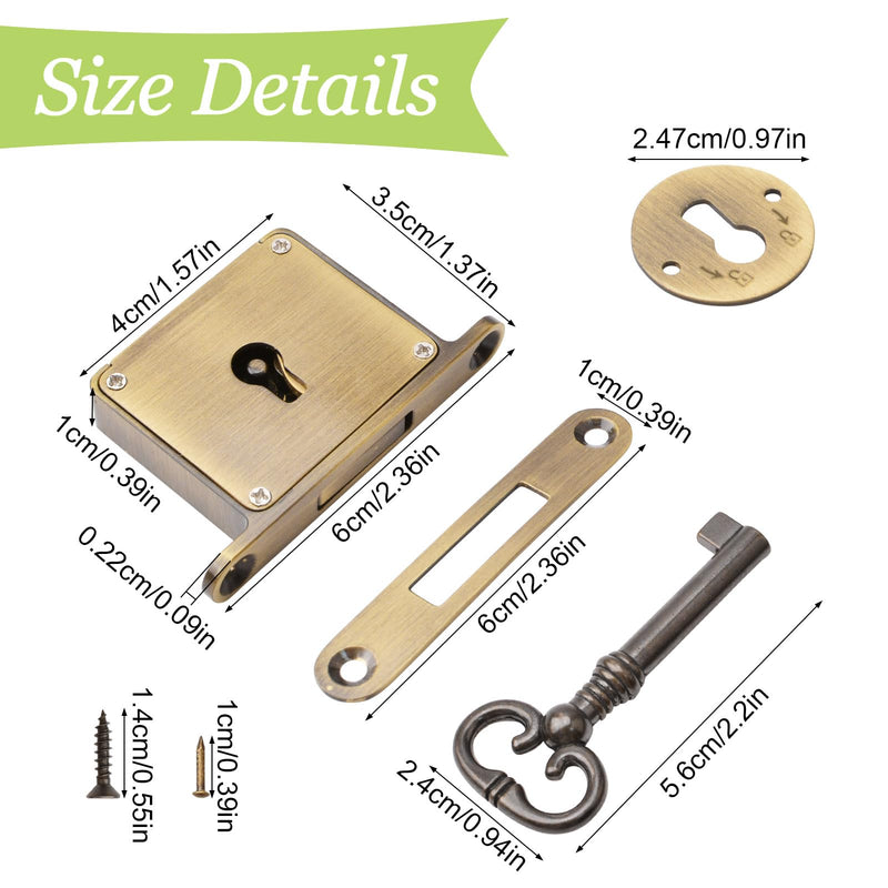 UFURMATE Vintage Lock, 1 Pack Bronze Cabinet Lock Set with Key Retro ...