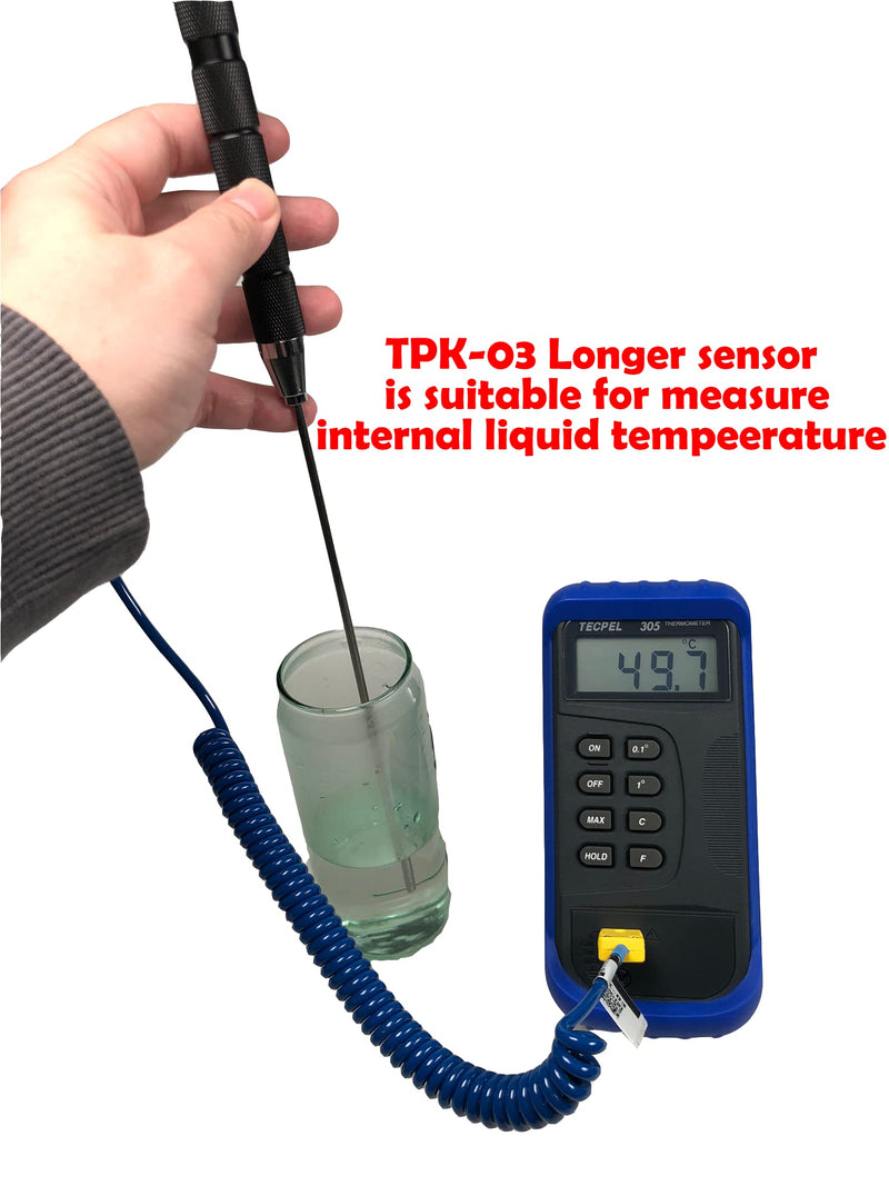 TECPEL TPK-03 Thermocouple Probe 20cm Length Sensor with 10cm Handle ...