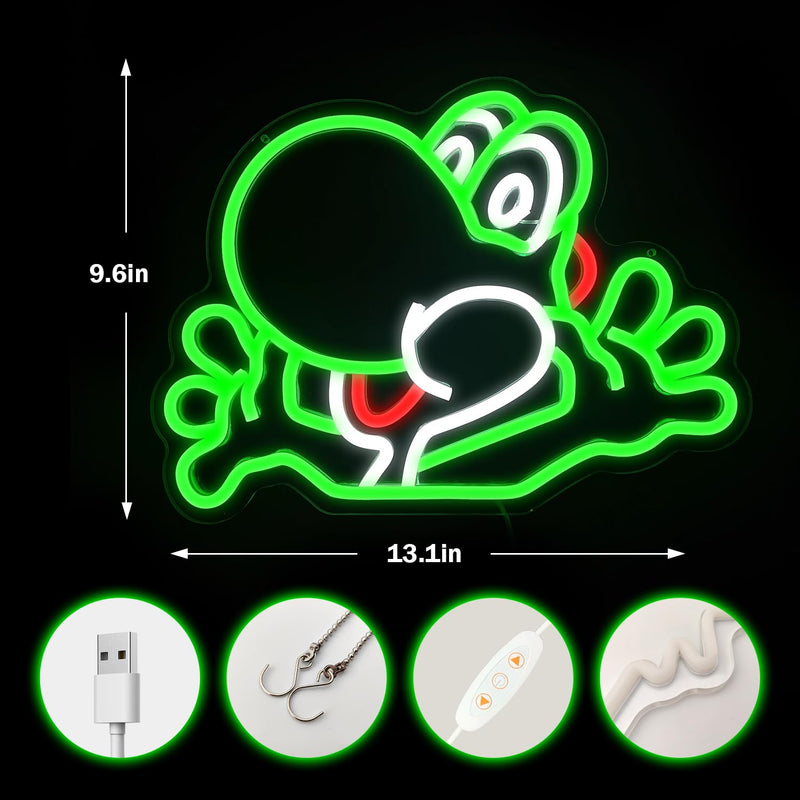 Yoshi Neon Sign for Wall Decor Dimmable Anime Neon Sign Green Led Anime ...