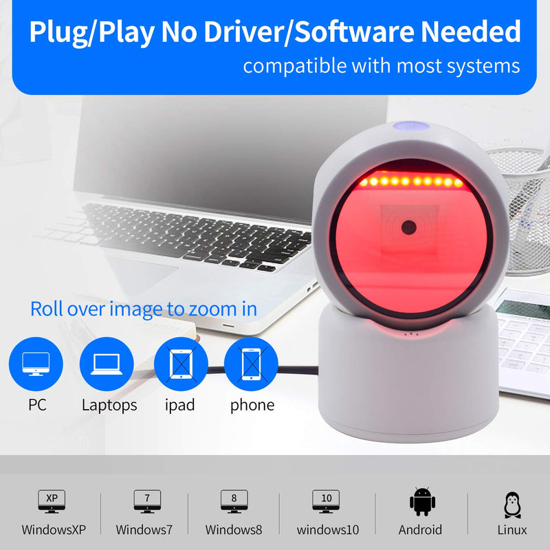 1D 2D QR Omnidirectional Hands-Free Automatic Barcode Scanner Reader ...