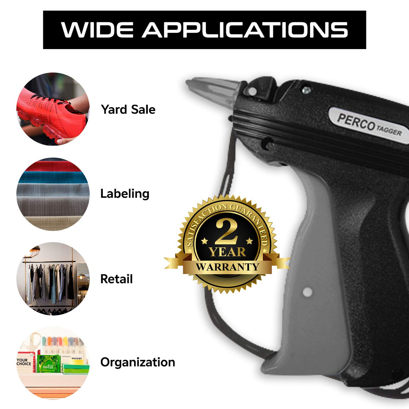 Perco Tagging Gun for Clothing Kit with Extra Needles & Labels (Tag Gun ...