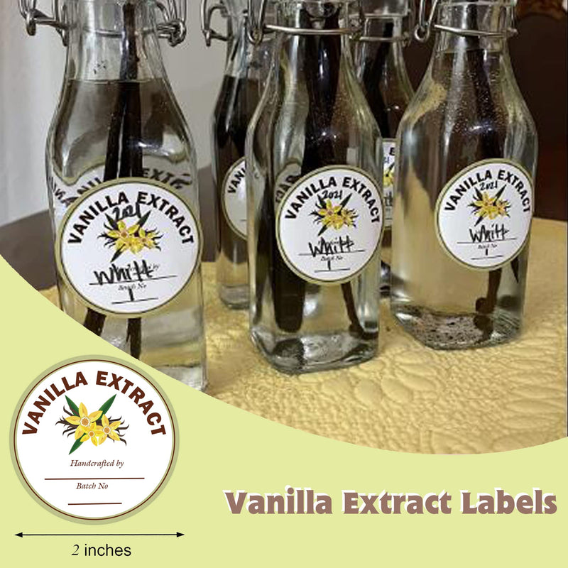 SMARSTICKER 2 inch Vanilla Extract Labels Round Circle Gloss White ...