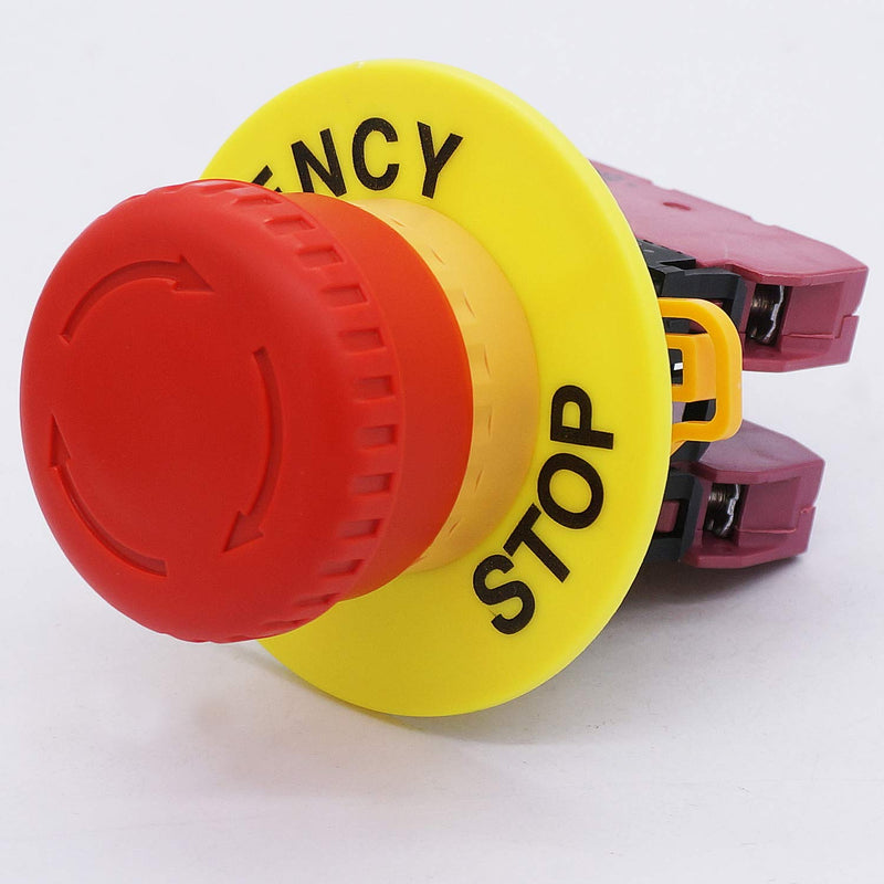 TWTADE / 22mm 2 NC Red Mushroom Latching Emergency Stop Push Button ...
