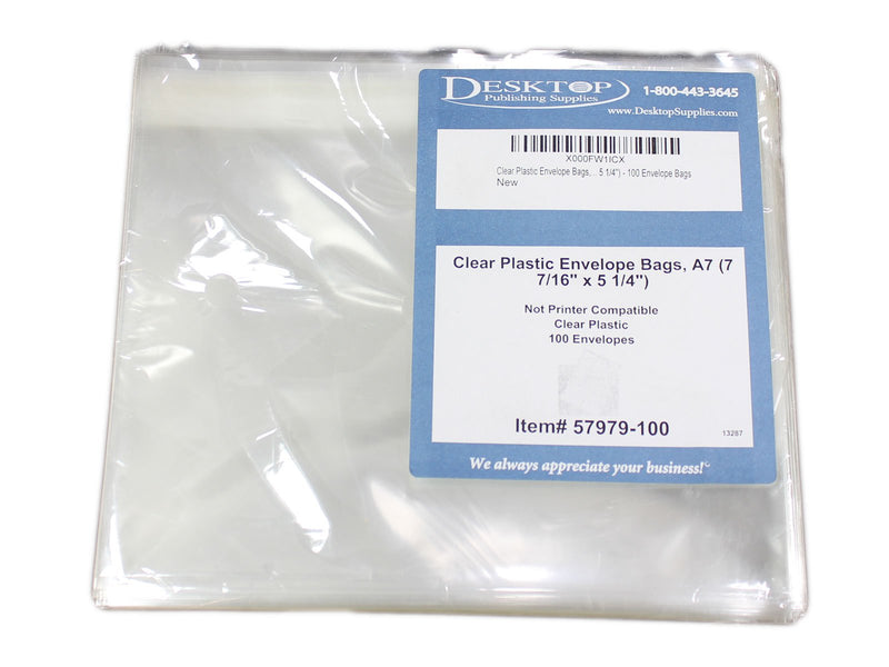 Clear Plastic Envelope Bags, A7 (7 7/16" x 5 1/4") - 100 Envelope Bags ...