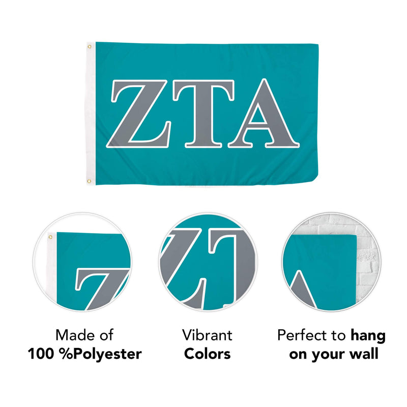 Zeta Tau Alpha Letter Sorority Flag Greek Banner Large 3 feet x 5 feet ...