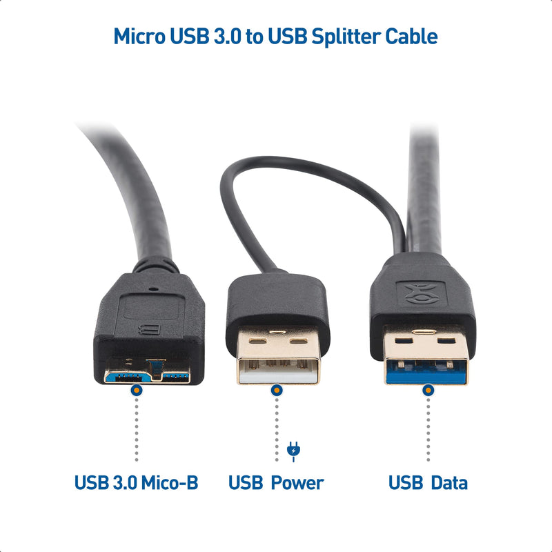 Cable Matters Micro USB 3.0 to USB Splitter Cable (USB Y-Cable, USB Y ...