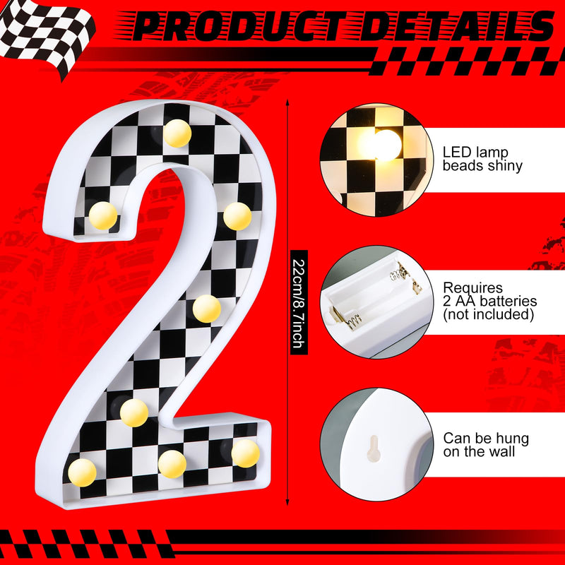 Maxcheck Racing Car Light up Numbers Black and White Checkerboard Print ...