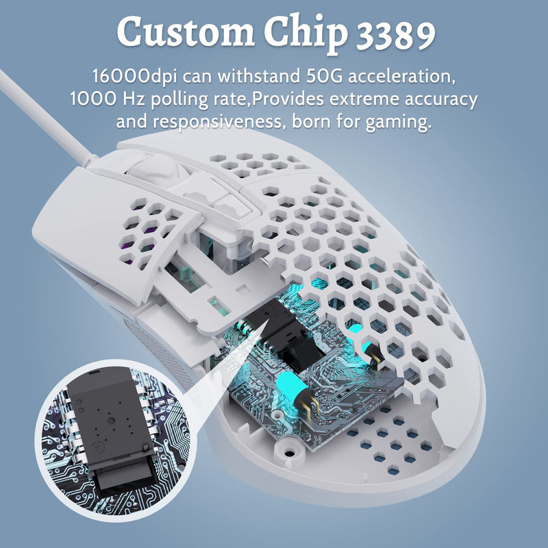 DIERYA Falcon Honeycomb Gaming Mouse, 16000 DPI Optical Sensor, 70g ...