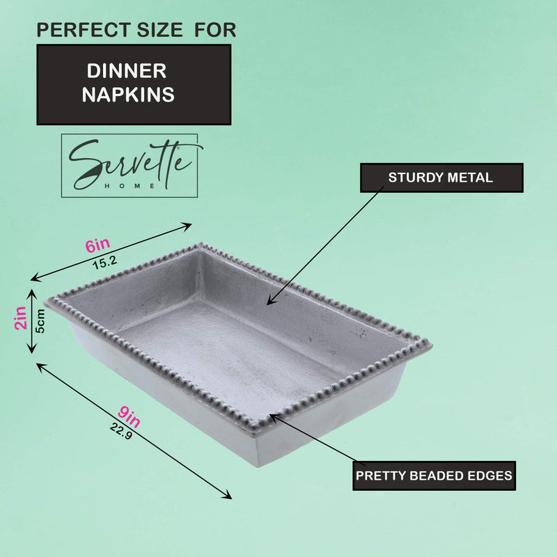 Servette Home Napkin Holder Beaded Edge Metal Flat Napkin Box - Dinner ...