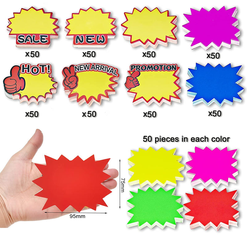 600 Pieces Neon card Starburst Signs Fluorescent Signs Blank Star Shape ...