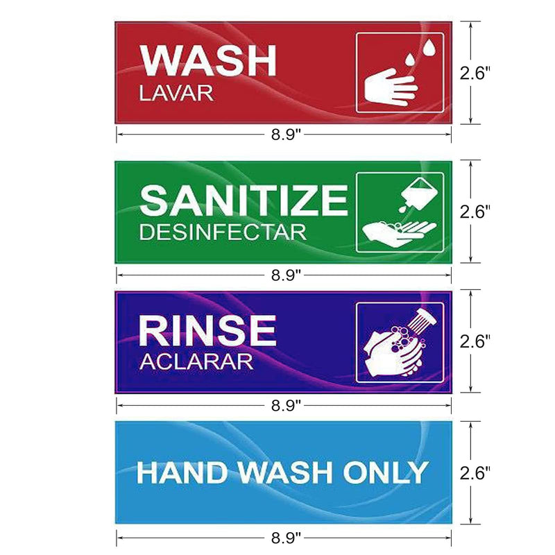 4 Pack Wash Rinse Sanitize Sink Labels, Waterproof Sticker Signs ...