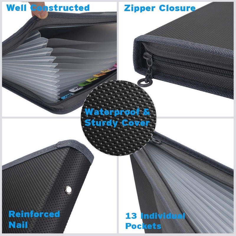 Sooez 13 Pocket Expanding File Folder With Sticky Labels Accordion File Folder Document