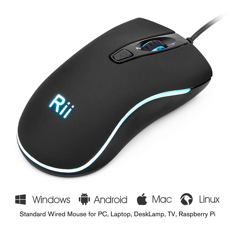 Rii RM105 Wired Mouse,Computer Mouse with Colorful RGB Backlit,2400 DPI ...