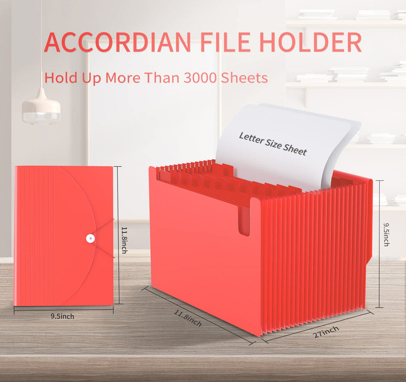 24 Pockets Accordian File Organizer Expanding File Folder Letter Size Accordion Files Folders