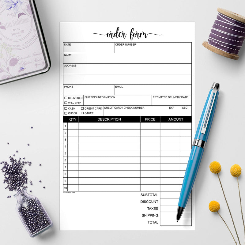 321 Done Order Form Pad, 5.5x8.5 Portrait 2-Part Carbonless, Made in ...