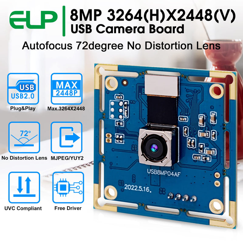 ELP 8mp USB Camera Autofocus 4K PC Camera Module for Computer and Raspberry Pi Mini UVC USB2.0 ...