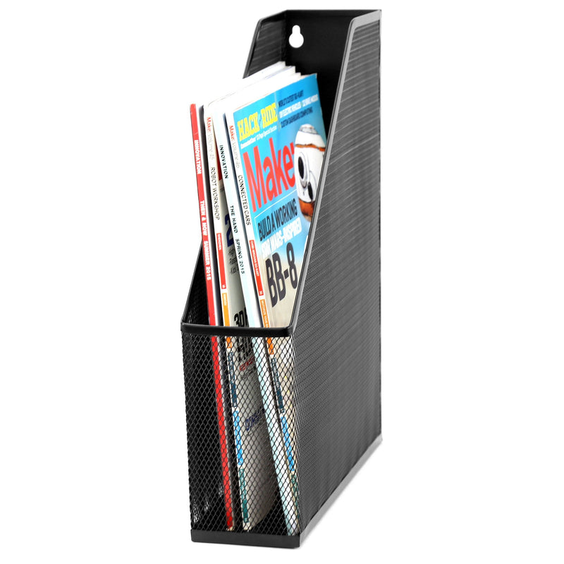 U Brands Mesh Steel Magazine File Holder, 12.5" x 9.8" x 3", Black ...